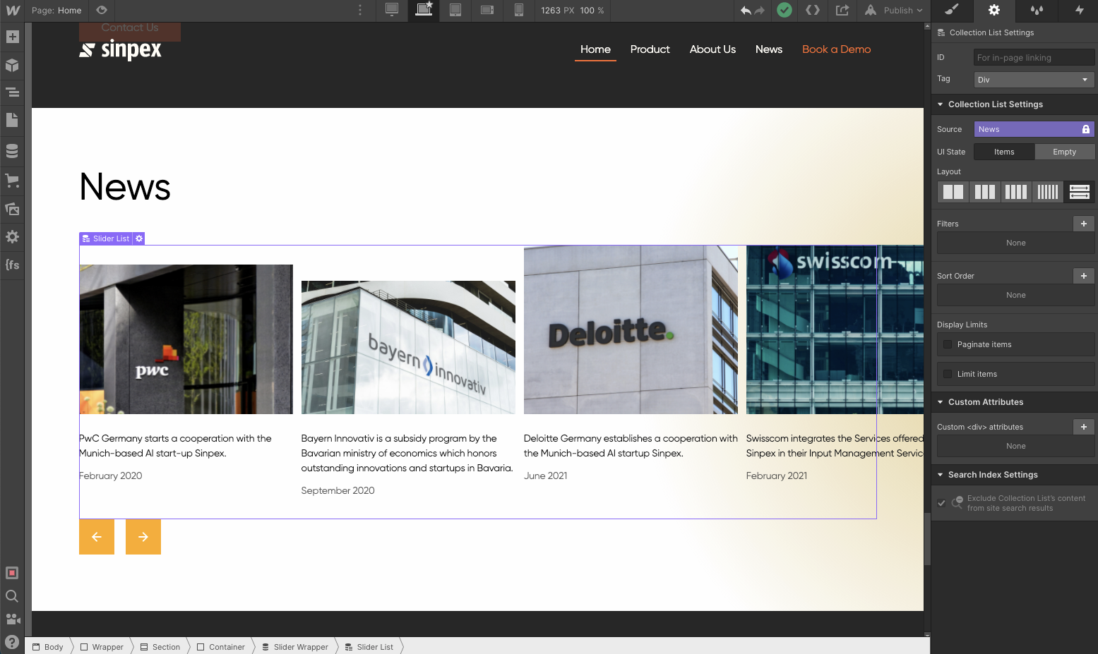 The Best Simple Webflow CMS Slider Webflow Code Snippit